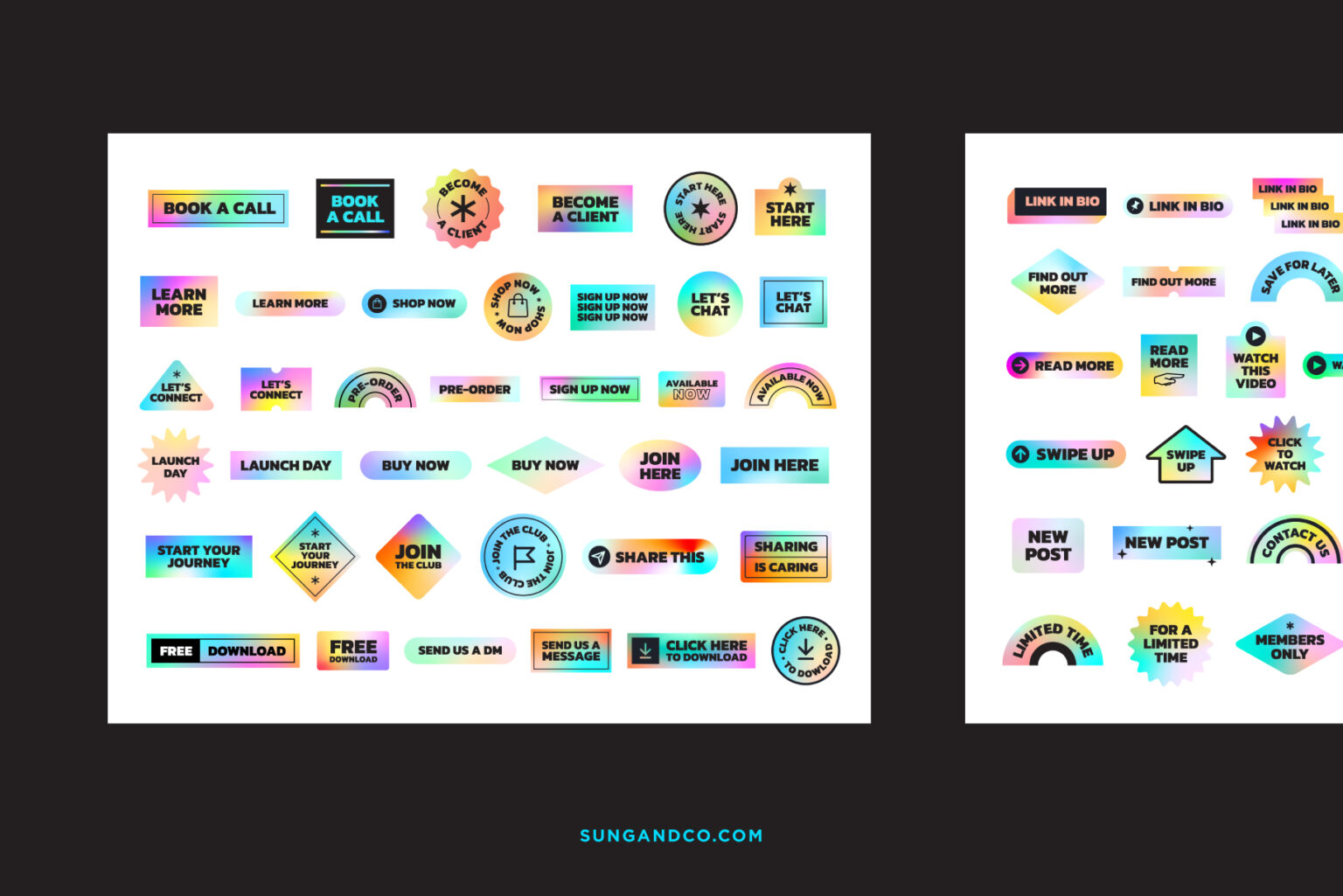 Holographic Call to Action Stickers - sungandco.com