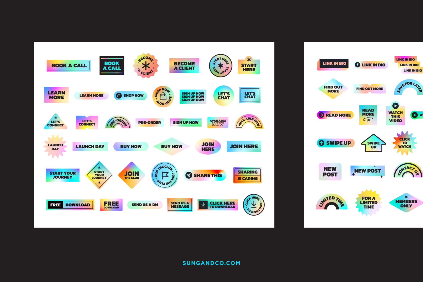 Holographic Call to Action Stickers - sungandco.com