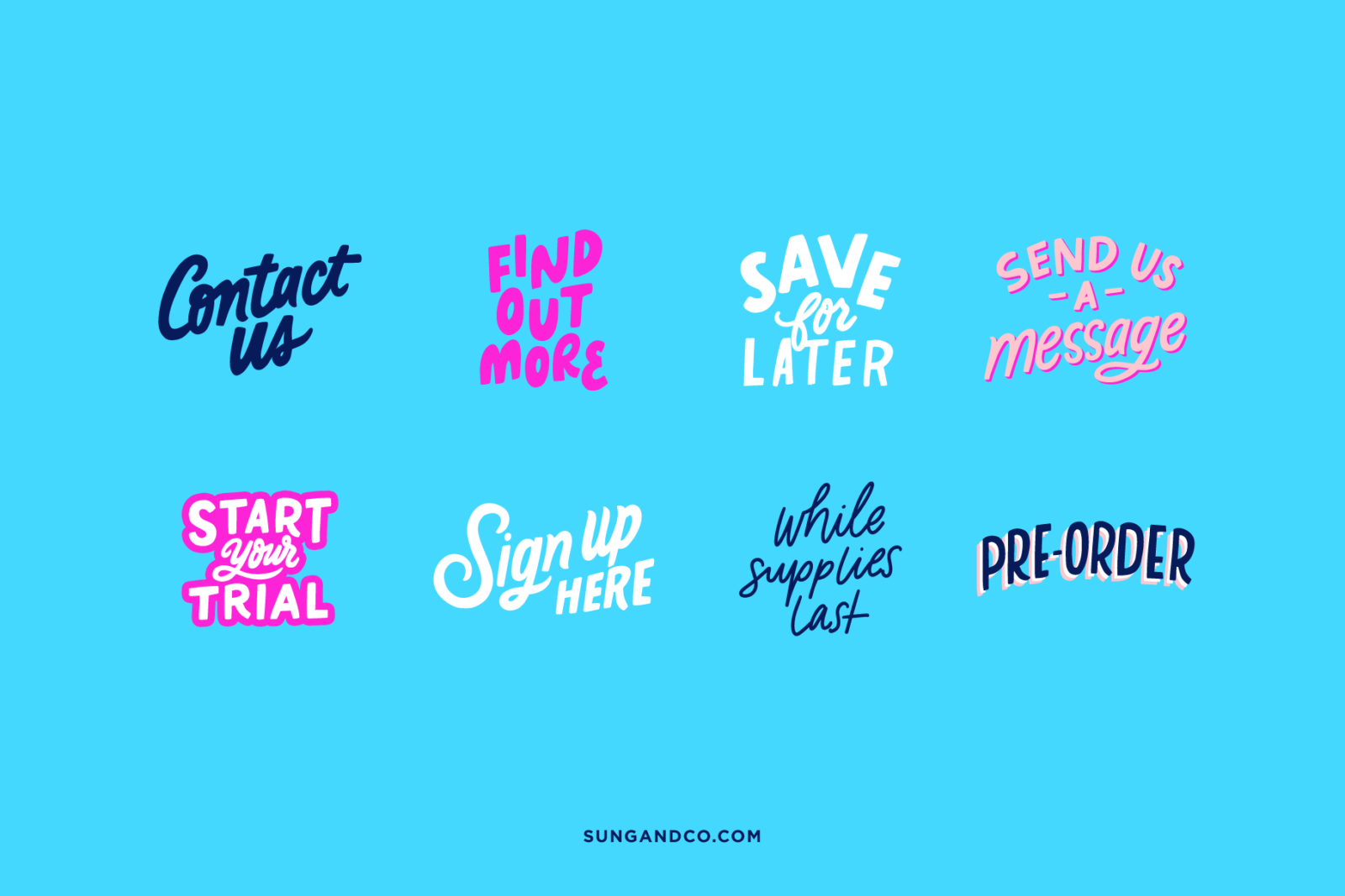 Hand Drawn Call to Action Stickers - sungandco.com