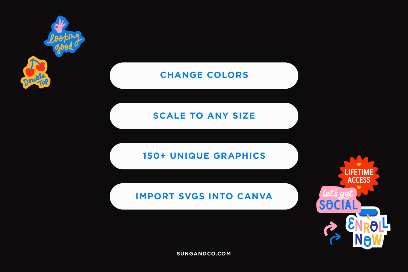 Illustrative Call to Action Stickers - sungandco.com